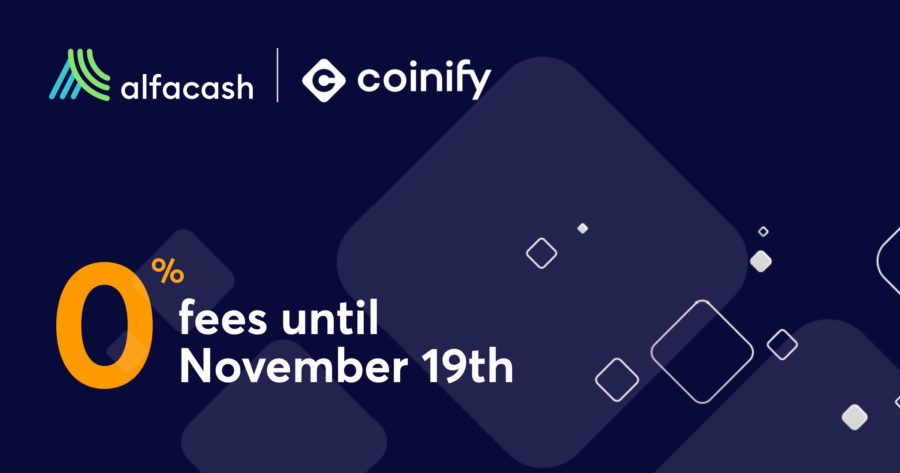 New collaboration with Coinify: 0% fees on credit cards! - alfa.cash blog